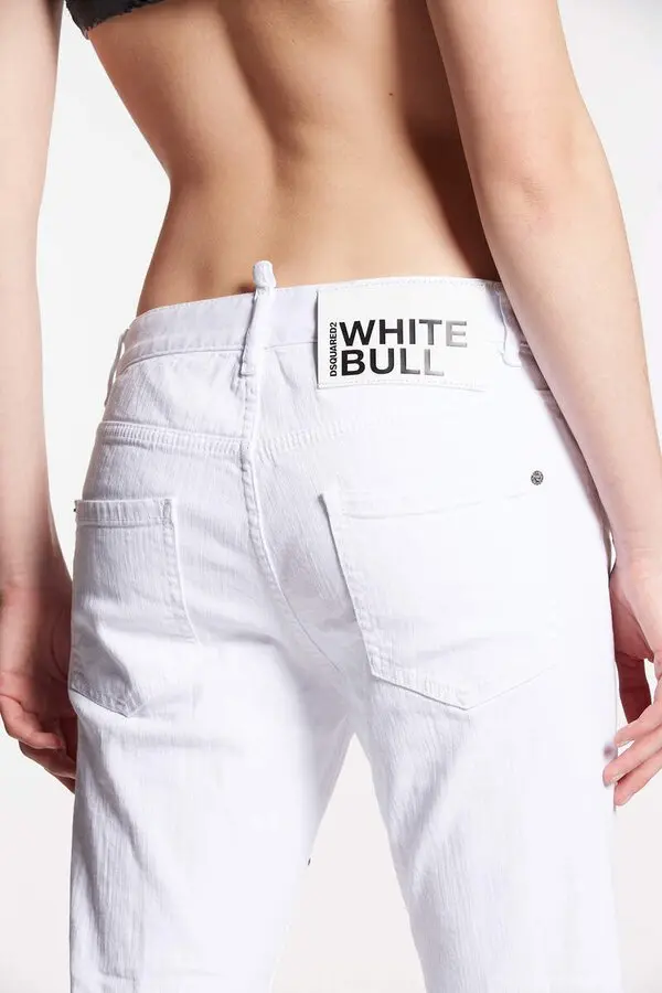 Dsquared2 White Cropped Straight-leg Jeans - Multicolor