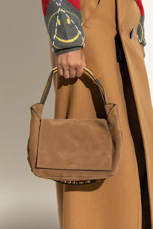Moschino Embossed Top Handle Bag - Brown