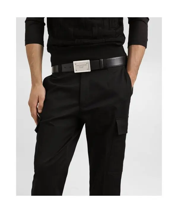 Dolce & Gabbana Logo Plaque Cargo Pants - Black