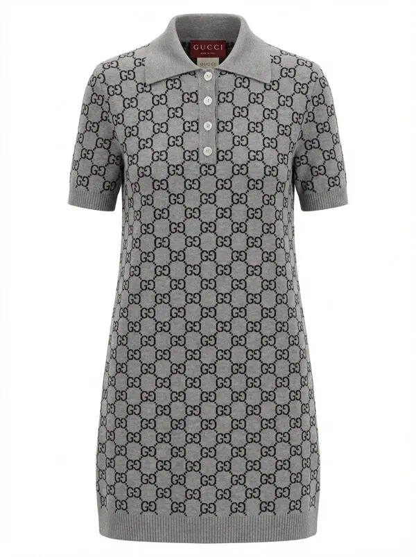 Gucci Gg Wool Jacquard Polo Dress