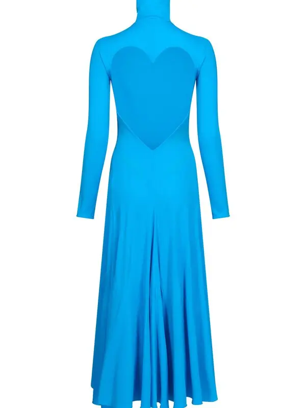 Alaïa Fluid Jersey Heart Back Dress - Turquoise