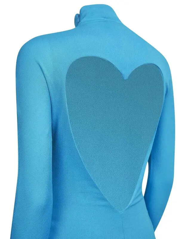 Alaïa Fluid Jersey Heart Back Dress - Turquoise