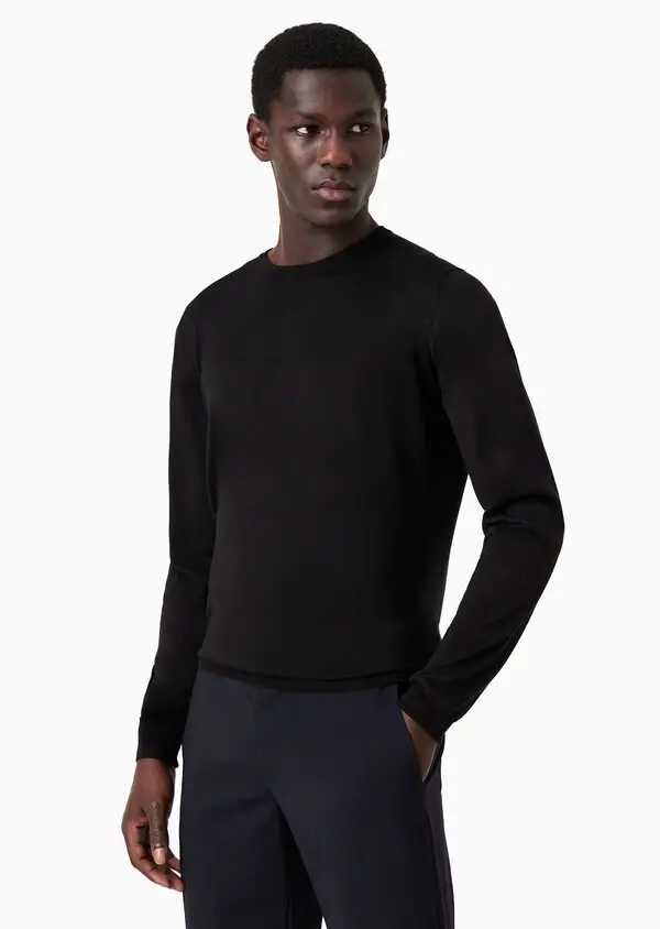 Giorgio Armani Crewneck Long-sleeved Jumper - Black