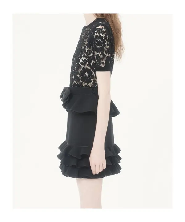 Valentino Garavani Lace Crewneck Short Sleeve Top