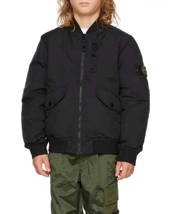 Stone Island Compass Patch Feather-down Bomber Jacket - Black