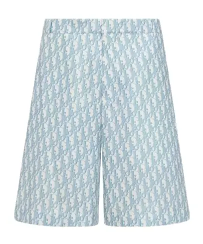 Dior Oblique Monogram Silk Bermuda Shorts - Blue