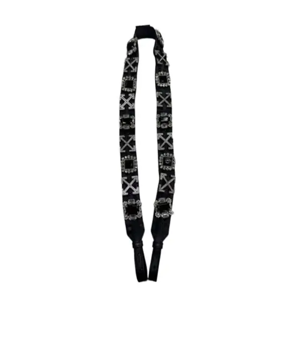 Off-White Crystal Embellished Belt - Black