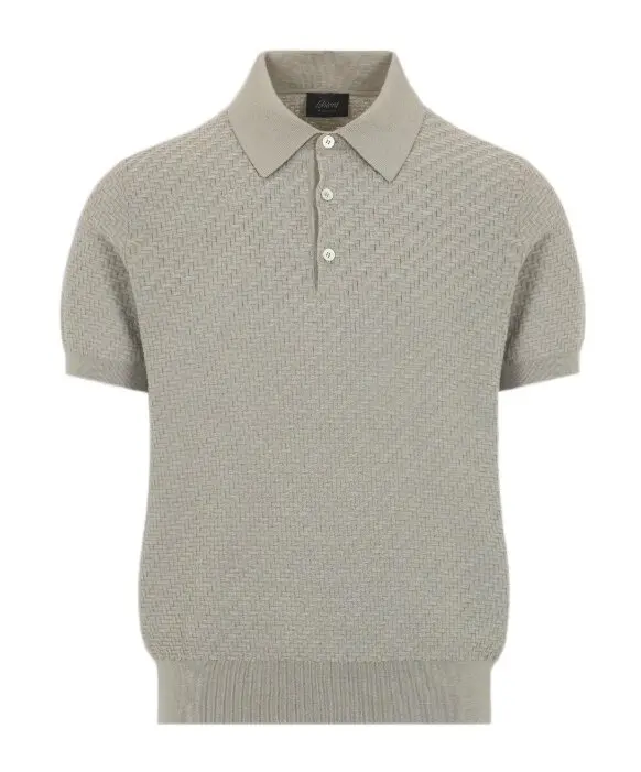 Brioni Woven Pattern Knitted Polo Shirt