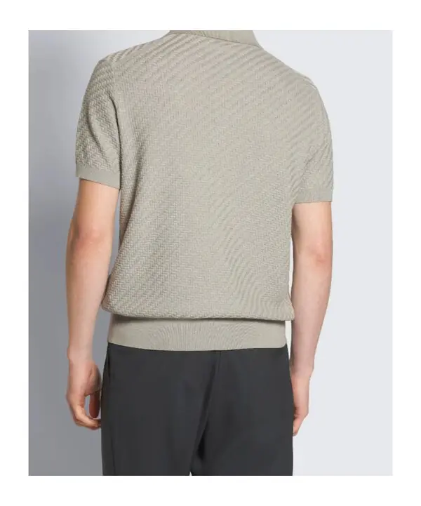 Brioni Woven Pattern Knitted Polo Shirt