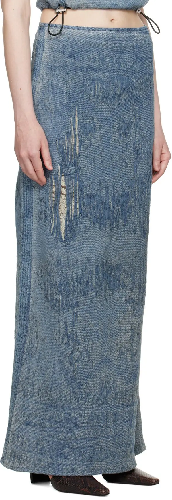 DIESEL® De-megan-fsg Distressed Maxi Skirt - Mid Blue