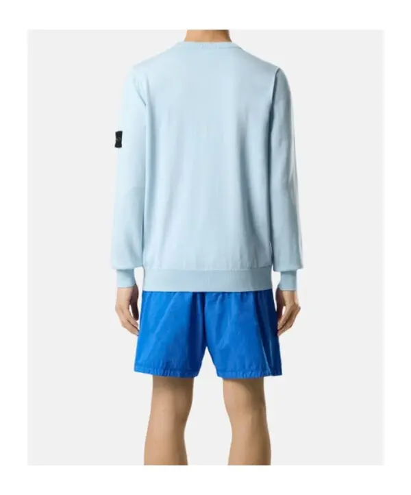 Stone Island Logo Detailed Crewneck Sweatshirt - Sky-blue