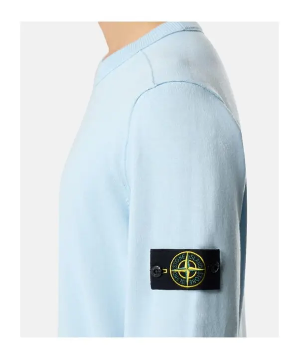 Stone Island Logo Detailed Crewneck Sweatshirt - Sky-blue