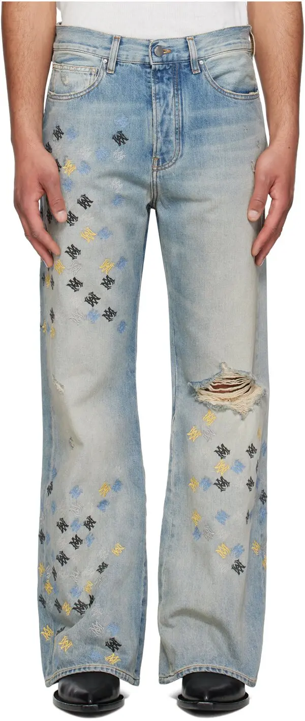 Amiri Ma Quad Embroidered Flared Jeans