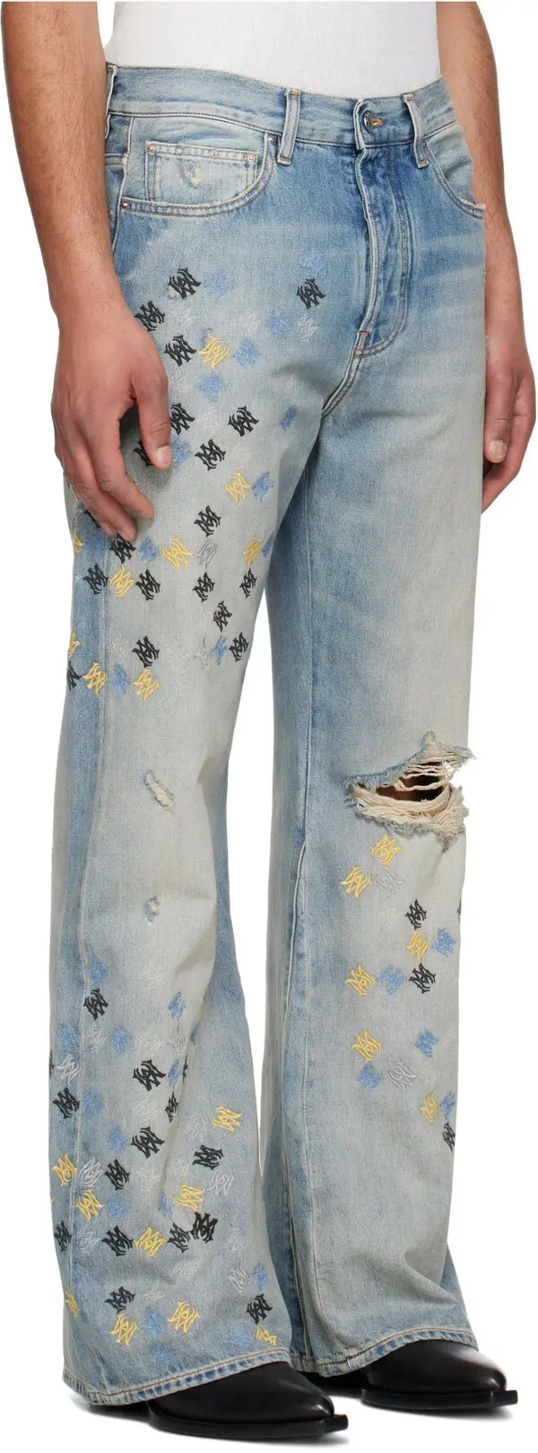 Amiri Ma Quad Embroidered Flared Jeans