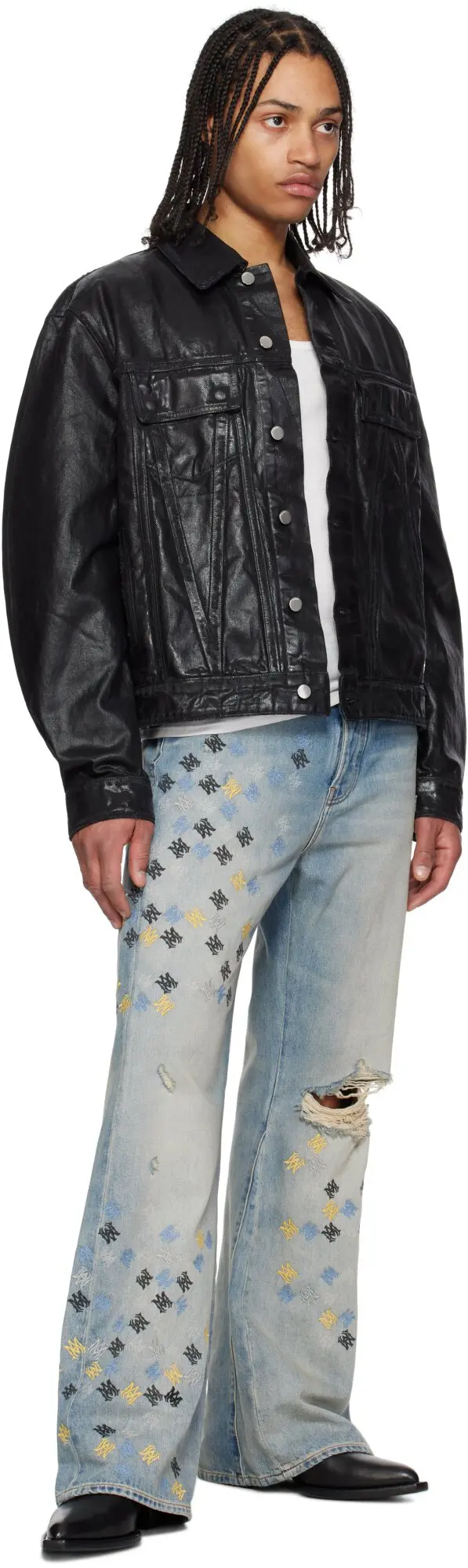Amiri Ma Quad Embroidered Flared Jeans