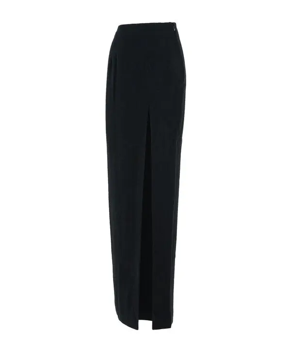 Alessandra Rich Side Slit Maxi Skirt - Black