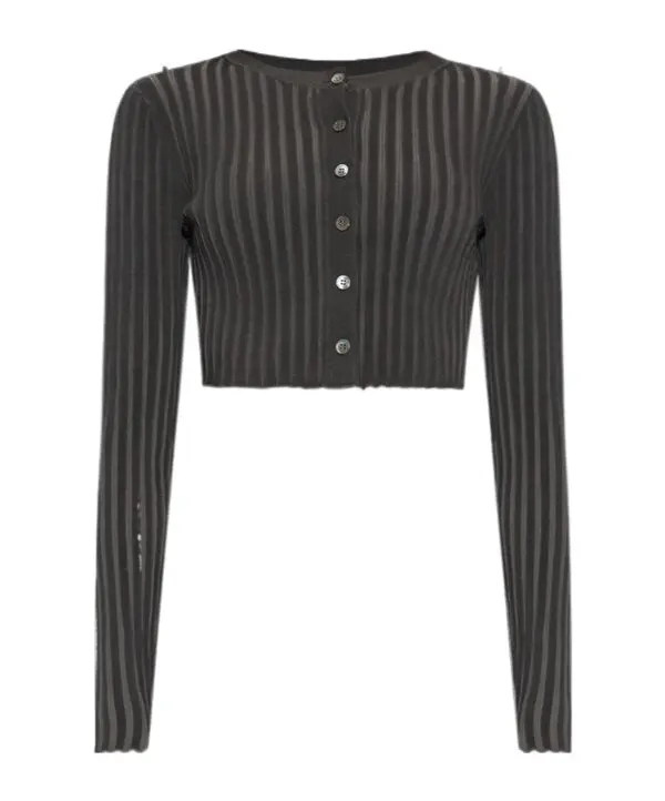 Alexander Wang Logo Embroidered Cropped Cardigan