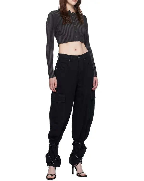 Alexander Wang Logo Embroidered Cropped Cardigan