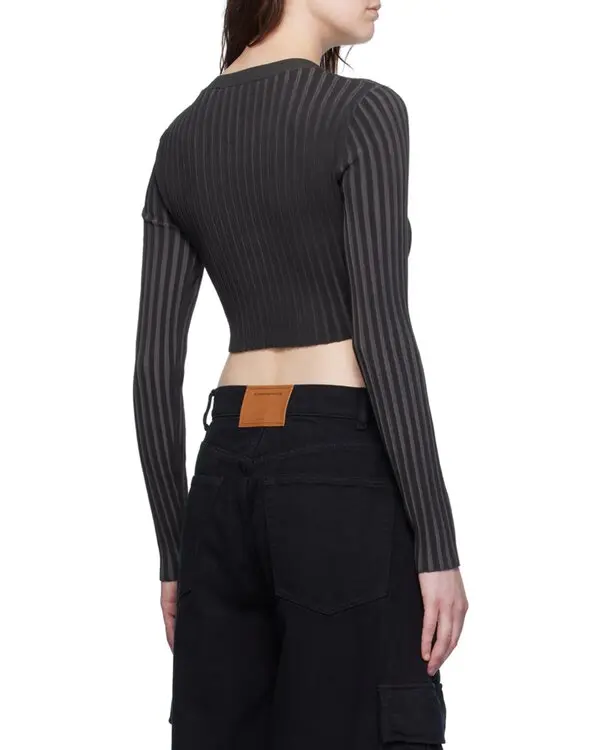 Alexander Wang Logo Embroidered Cropped Cardigan