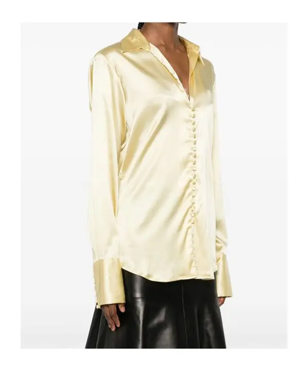 Dries Van Noten Long Sleeve Shirt With Lapel Collar And V-neck