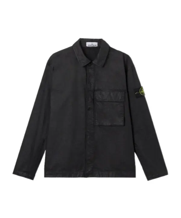 Stone Island Logo Patch Long-sleeve Overshirt - Black