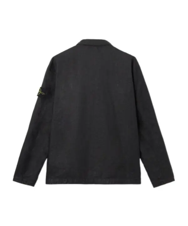 Stone Island Logo Patch Long-sleeve Overshirt - Black
