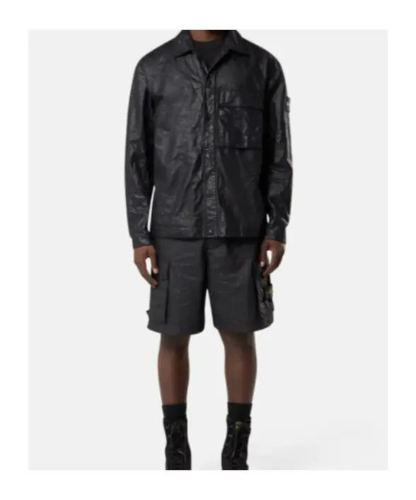 Stone Island Logo Patch Long-sleeve Overshirt - Black