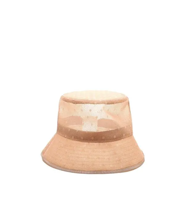 Red Valentino Polka Dot Printed Mesh Bucket Hat - Nude