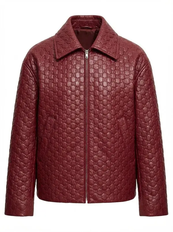 Gucci Embossed Gg Leather Jacket