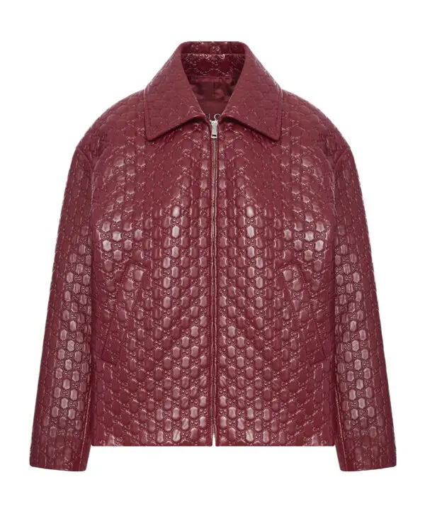 Gucci Embossed Gg Leather Jacket