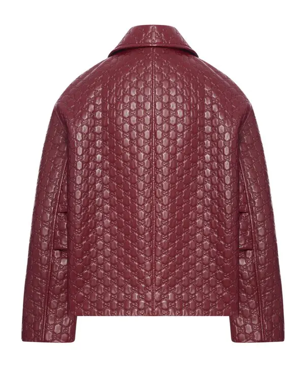 Gucci Embossed Gg Leather Jacket