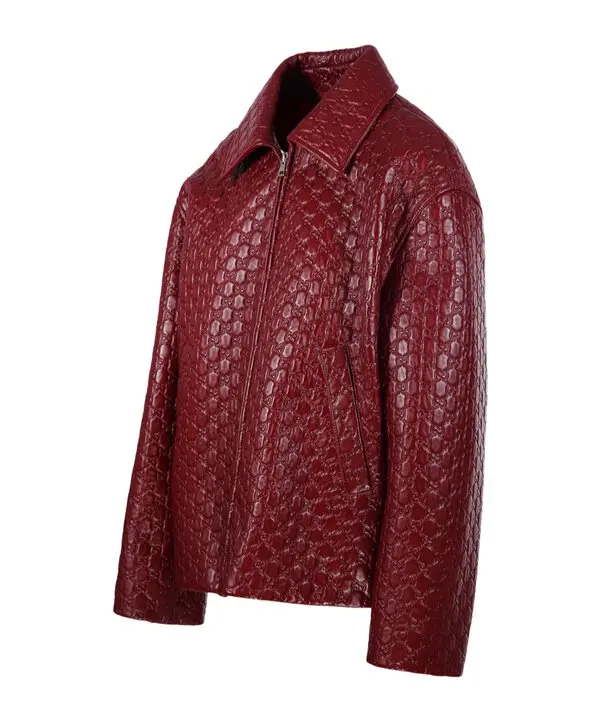 Gucci Embossed Gg Leather Jacket - Red