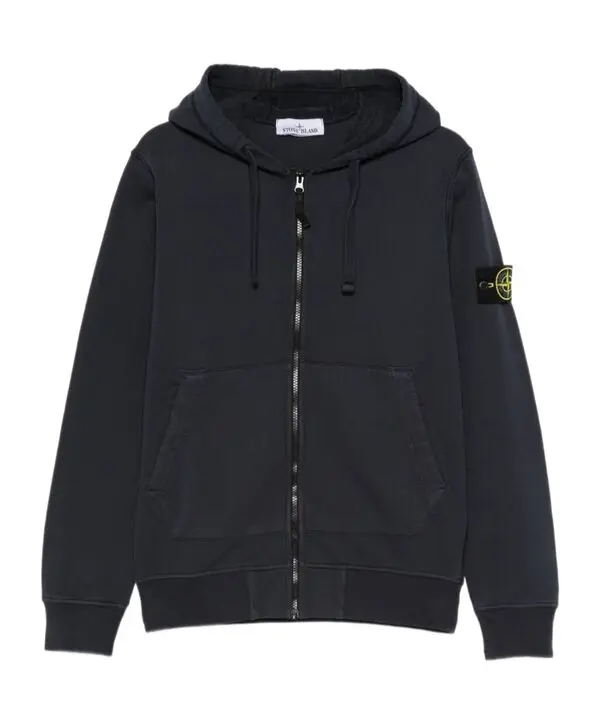 Stone Island Logo Patch Zip-up Hooded Jacket