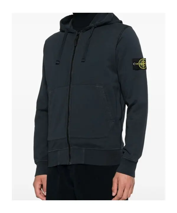 Stone Island Logo Patch Zip-up Hooded Jacket