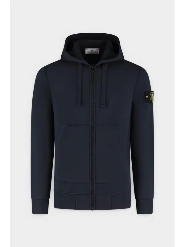 Stone Island Logo Patch Zip-up Hooded Jacket