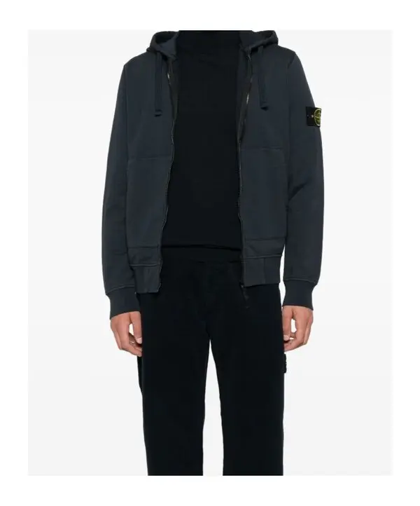 Stone Island Logo Patch Zip-up Hooded Jacket