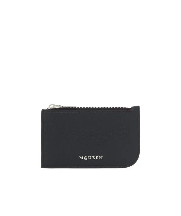 Alexander McQueen Logo Plaque Zipped Card Holders - Black