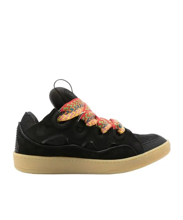 LANVIN Curb Round Toe Lace-up Sneakers - Black