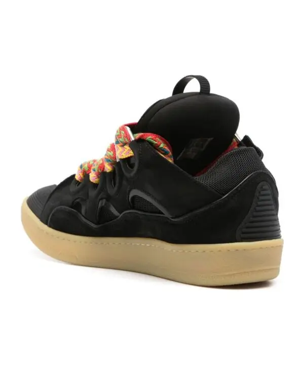LANVIN Curb Round Toe Lace-up Sneakers - Black