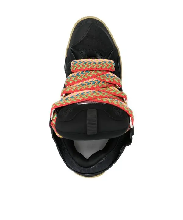 LANVIN Curb Round Toe Lace-up Sneakers - Black