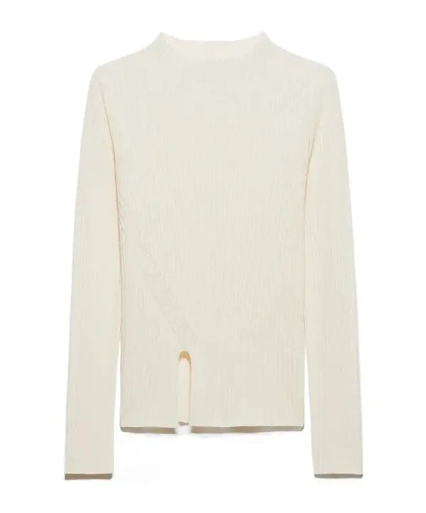 MAXCO. Max&co. Slim-fit Ribbed Jumper With High Neck And Slit Detail