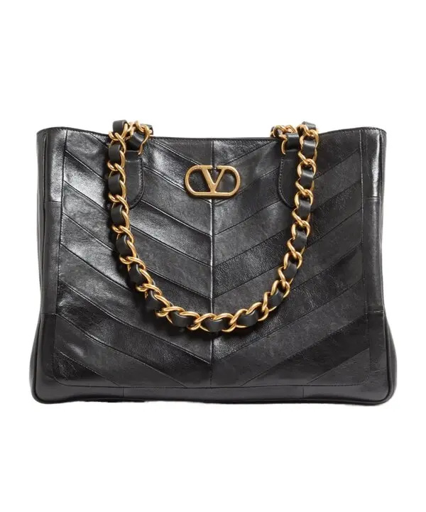 Valentino Garavani Vlogo Signature Chevron Tote Bag - Black