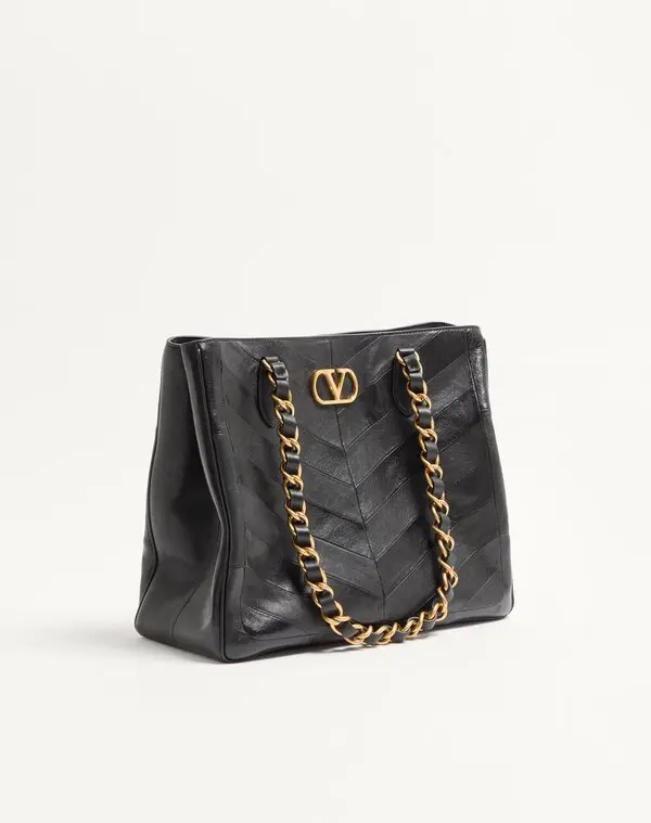 Valentino Garavani Vlogo Signature Chevron Tote Bag - Black