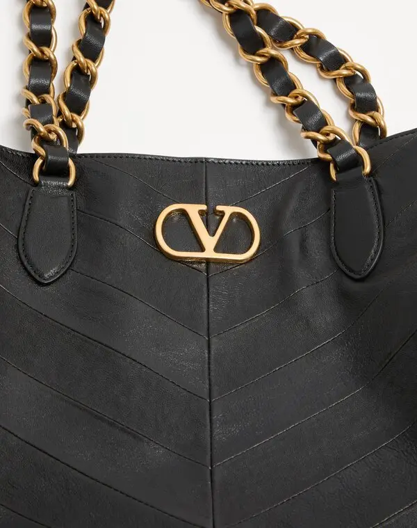Valentino Garavani Vlogo Signature Chevron Tote Bag - Black