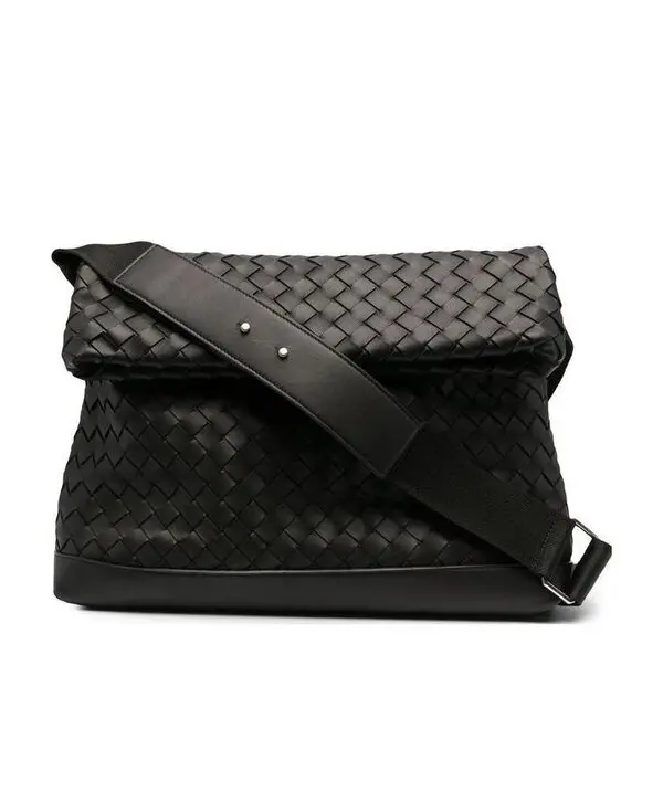 Bottega Veneta Large Intrecciato Messenger Bag - Black
