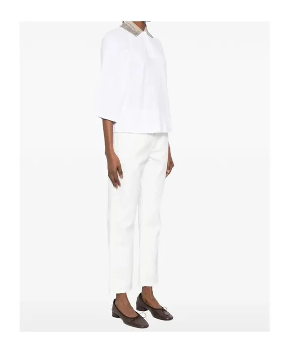 Brunello Cucinelli Embellished Collar Polo Shirt