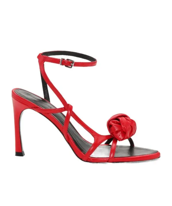 ROTATE BY BIRGER CHRISTENSEN Sculptural Knot Strappy Stiletto Sandals - Red