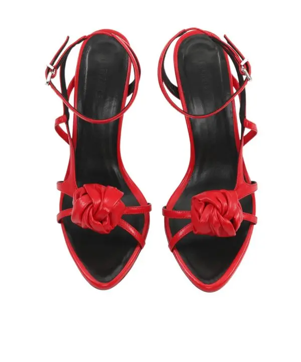 ROTATE BY BIRGER CHRISTENSEN Sculptural Knot Strappy Stiletto Sandals - Red