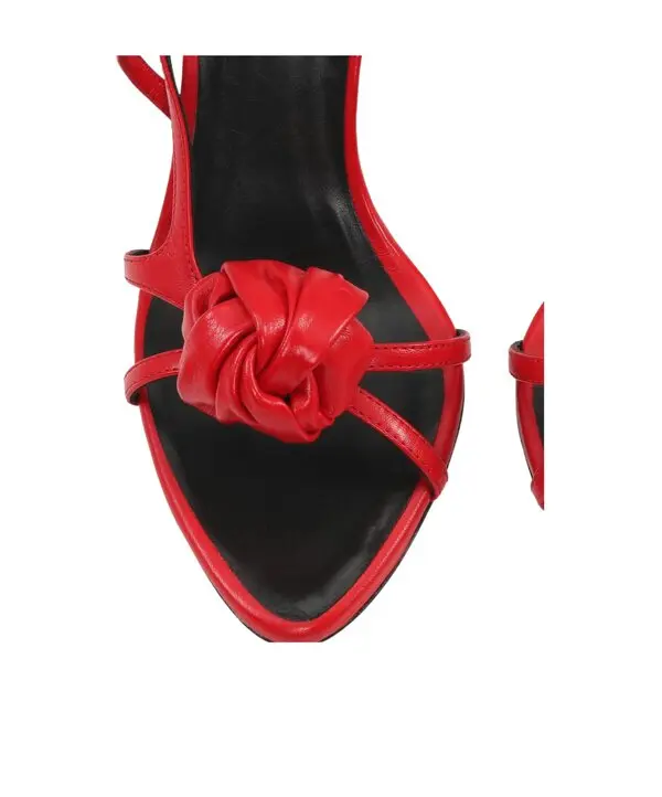 ROTATE BY BIRGER CHRISTENSEN Sculptural Knot Strappy Stiletto Sandals - Red