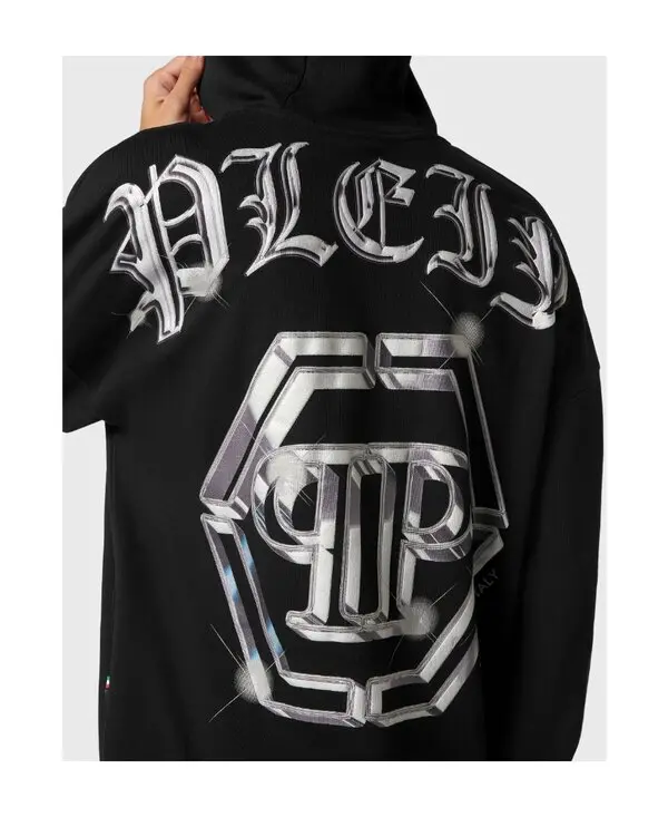 Philipp Plein Long-sleeved Hoodie With Graphic Print And Logo Detail